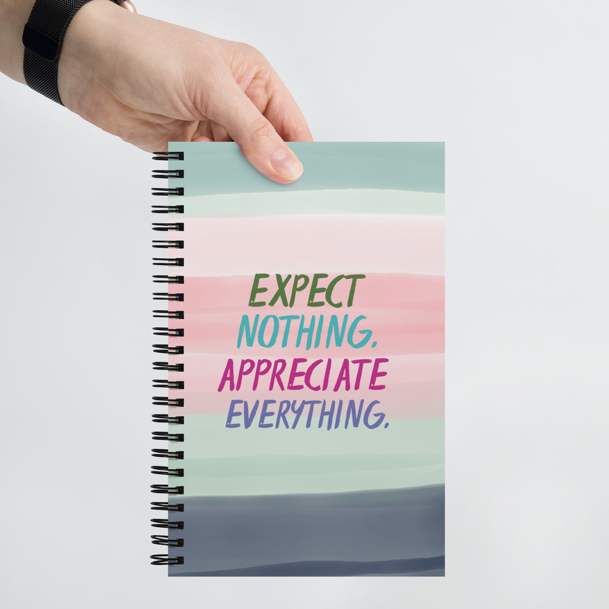 Expect Nothing Appreciate Everything Spiral notebook - Peachy Brass